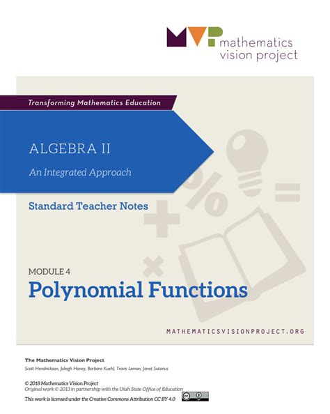 Module 4 Polynomial Functions Unit Plan For 10th 12th Grade Lesson Planet
