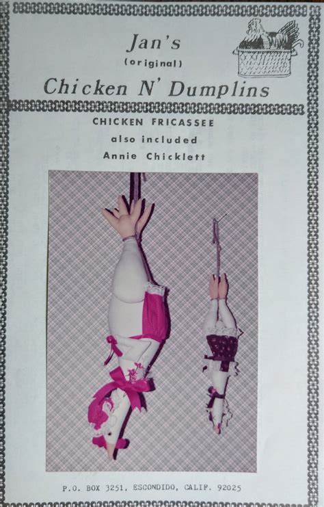 Chicken Fricassee Pattern For Stuffed Chickens In 2 Sizes With Aprons