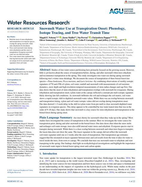 Pdf Snowmelt Water Use At Transpiration Onset Phenology Isotope Tracing And Tree Water