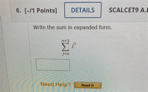 Solved 6 1 Points Write The Sum In Expanded Form
