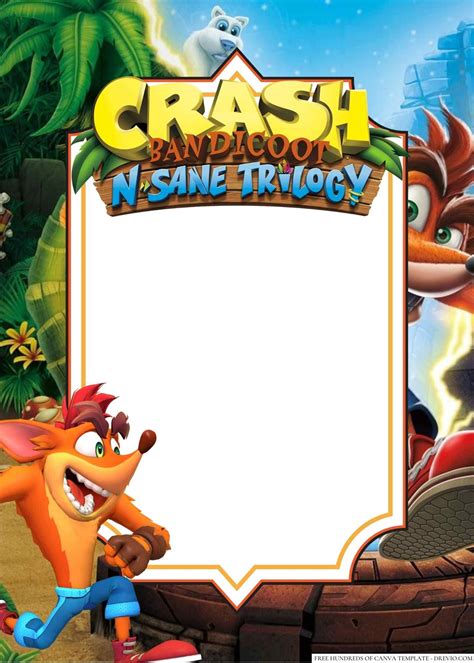 20 Crash Bandicoot Canva Birthday Invitation Templates Artofit