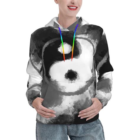 Honeii Yin And Yang Pattern Womens Oversized Hoodies Long Sleeve
