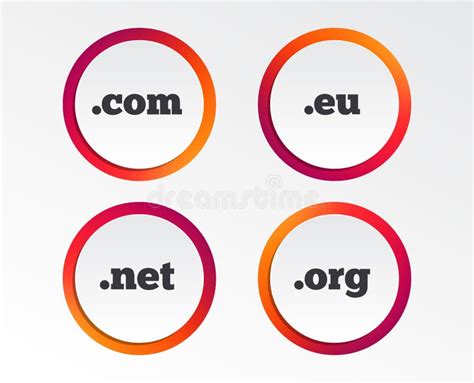 Top Level Domains Signs Com Eu Net And Org Stock Vector