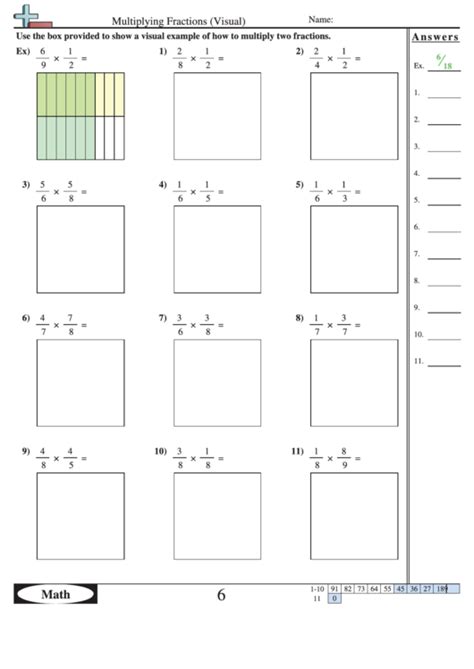 Multiplying Fractions Visual Worksheet Printable Pdf Download