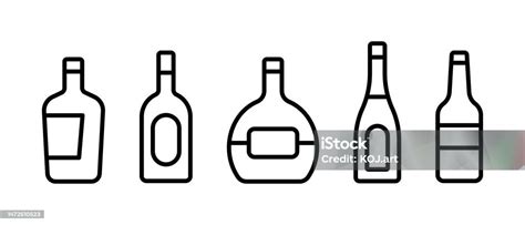 Jeu Dicônes De Vecteur De Bouteilles Dalcool Symbole Du Vin Du Whisky