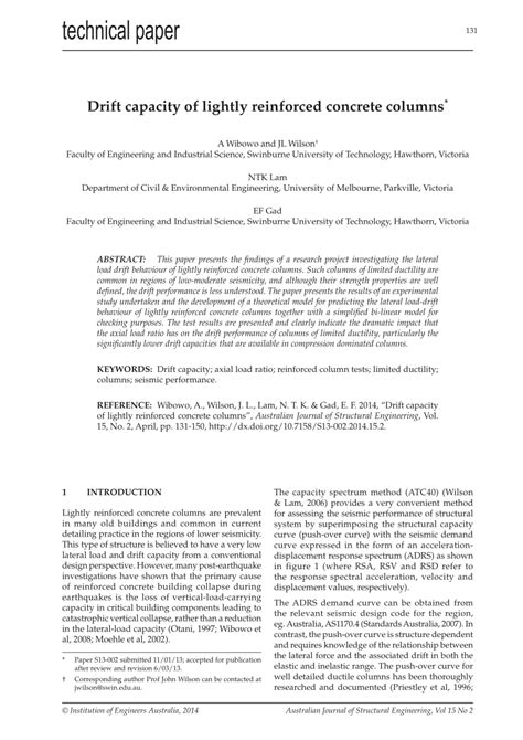 Pdf Drift Capacity Of Lightly Reinforced Concrete Columns