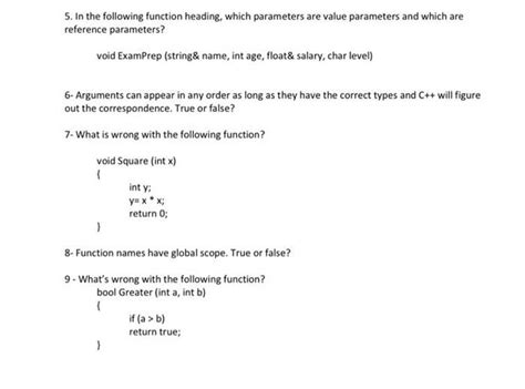 Solved Question In The Following Function Heading Which