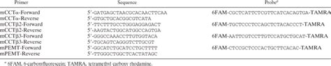 Real Time Pcr Primer Probe Sets Download Table