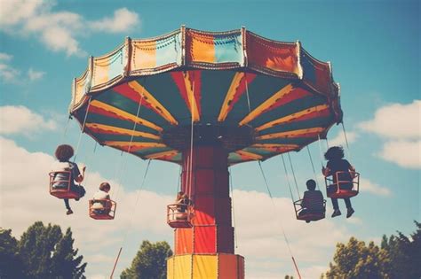 Premium Photo A Group Of People Riding On Top Of A Carnival Ride