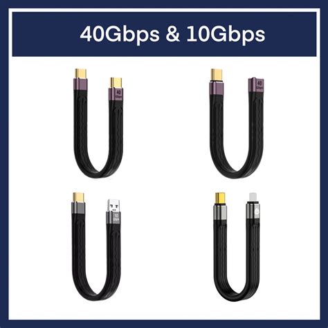สาย Usb4 0 40gbps Usb C แบบสั้น อะแดปเตอร์ Thunderbolt3 4k 60hz 100w 5a