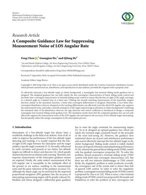pdf a composite guidance law for suppressing measurement noise of los