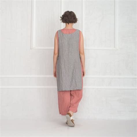 Delantal De Lino Vestido De Lino Pinafore Delantal Japonés Etsy