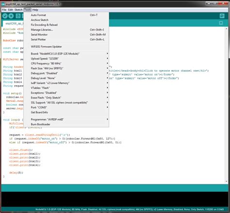 Esp8266 Advanced Control Of Roboclaw Resources Basicmicro