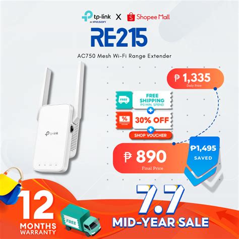 Tp Link Re Ac Dual Band Mbps Mesh Wi Fi Extender Dead Zone Killer Shopee Philippines