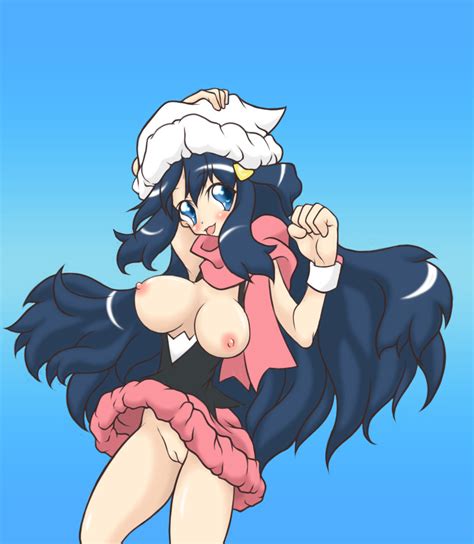 Rule 34 Beanie Beige Skin Blue Background Blue Eyes Blush Breasts