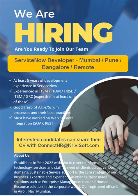 Krivisoft Tech Llp On Linkedin Wearehiring Servicenow