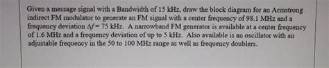 Solved Given A Message Signal With A Bandwidth Of KHz Chegg