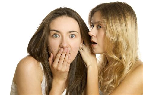 Two Beautiful Women Telling Secret Stock Image Image Of Chat Closeup
