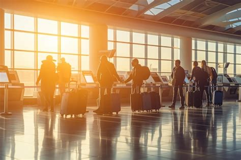 Premium Ai Image Passengers Carry Luggage To Check In Airport