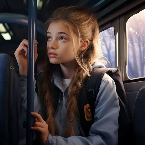 Premium Photo 3d Rendered Portrait Of A Young Girl In School Bus