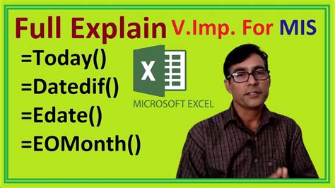All Date Formula In Excel In Hindi Full Tutorial Of Datedif Edate