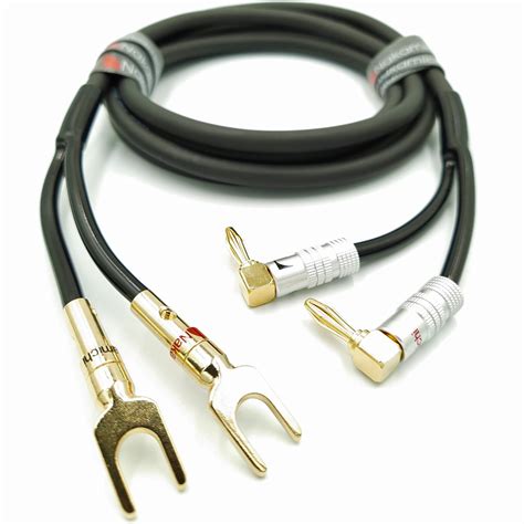 Kabel głośnikowy 2x4mm2 przewód OFC Klotz wtyki bananowe kątowe i