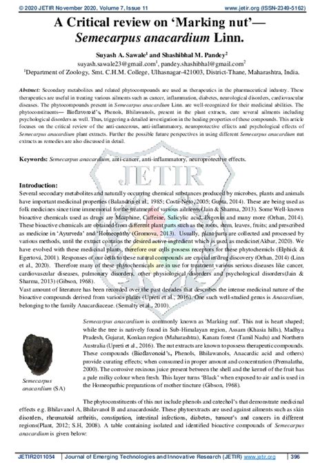 Pdf A Critical Review On ‘marking Nut— Semecarpus Anacardium Linn
