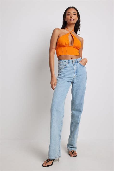 Low Waist Straight Denim Blue Na