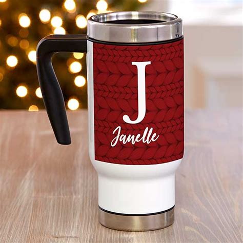 Christmas Sweater Monogram Personalized 14 Oz Commuter Travel Mug