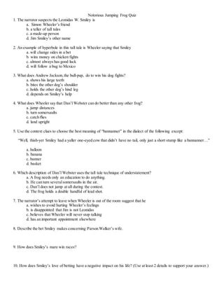 Notorious Jumping Frog Quiz PDF