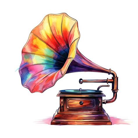 Premium Photo Watercolor Gramophone Clipart