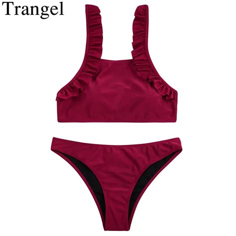 Buy Trangel Sexy Brazilian Bikinis Set Women Swimwear Push Up Swimsuit Ruffle