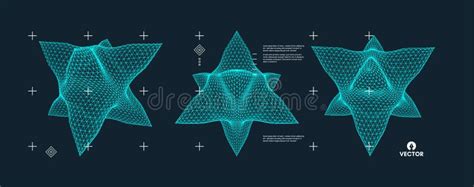 Crystal Object With Connected Lines And Dots Molecular Grid 3d
