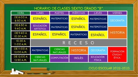 Sexto Grado Grupo A Horario De Clases Sexto Grado Grupo B