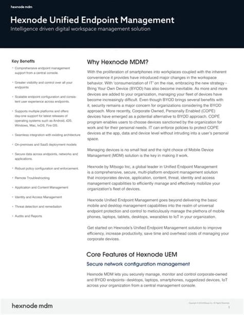 why hexnode uem pdf operating systems computer software and