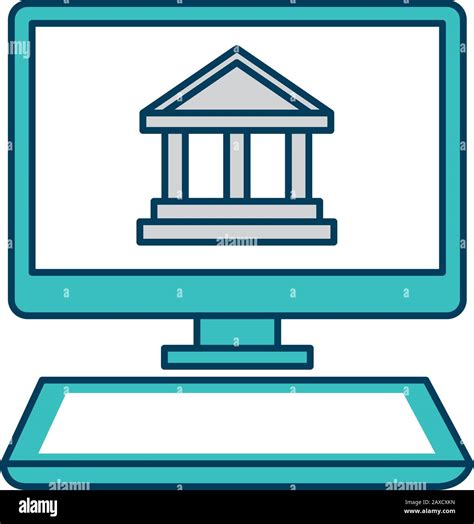 Computer Desktop With Bank Structure In Screen Stock Vector Image Art Alamy