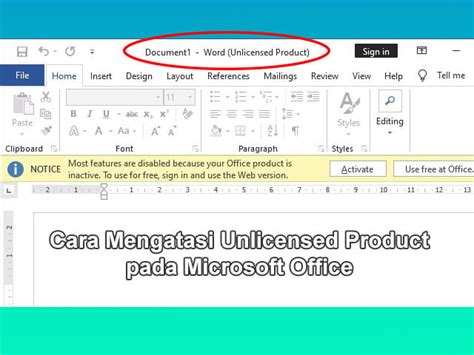 Cara Mengatasi Unlicensed Product Office