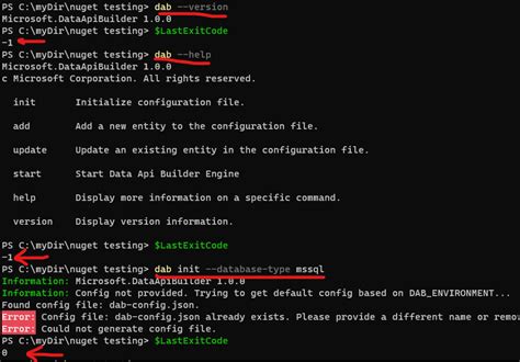 Incorrect Error Code With Dab Cli · Issue 1150 · Azuredata Api