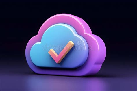 3d Render Of A Cloud With A Checkmark Secure Cloud Storage Concept