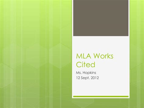 PPT MLA Works Cited PowerPoint Presentation Free Download ID 2446116