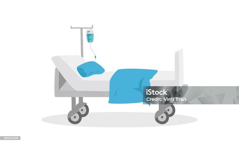 Lit Dhôpital Clipart Style Dessin Animé Lit Médical Simple Avec Iv