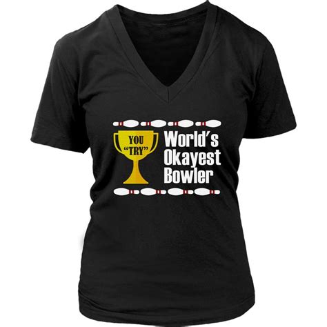 Worlds Okayest Bowler Trophy Funny Bowling T Shirt Teefig