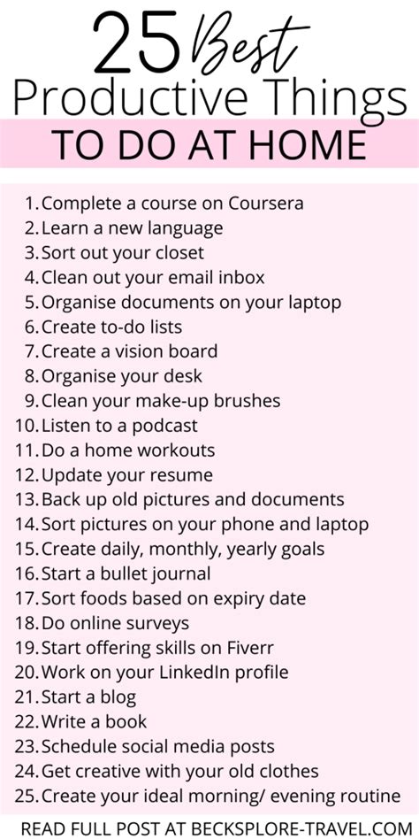 25 Productive Things To Do At Home Lifestyle Tips Artofit