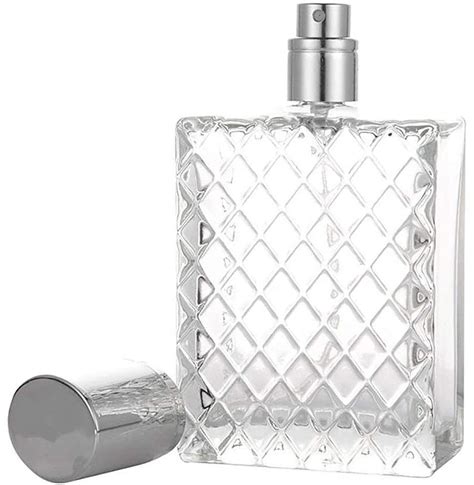 100ml Square Grids Carved Perfume Bottles Clear Glass Spray Bottle