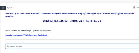 Solved A ML Hydrochloric Acid HCl Solution Reacts Chegg Com