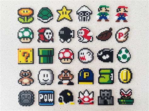 Super Mario Bros Character Perler Sprites Hama Beads Minecraft Perler Lights Crystal