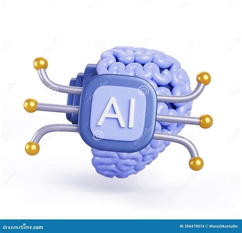 Artificial Intelligence Brain Implant Or Ai Chip Icon 3d Render Brain
