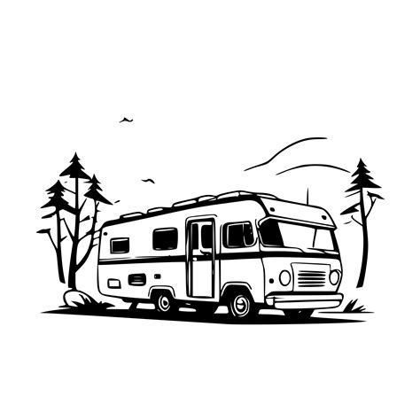 Svg Camper Van Parked In The Woods Free Download