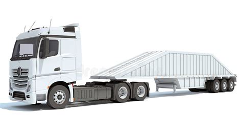 Truck With Bottom Dump Trailer 3d Rendering Stock Illustration Illustration Of Semitrailer