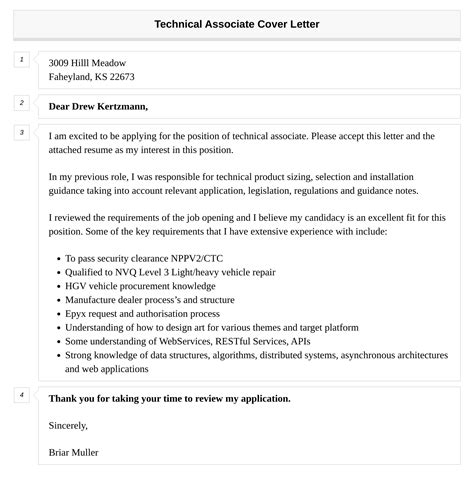 Technical Associate Cover Letter Velvet Jobs